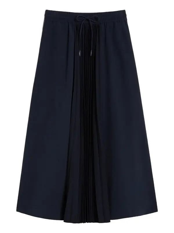 Max Mara Technical Fabric And Crêpe Jersey Skirt - Navy