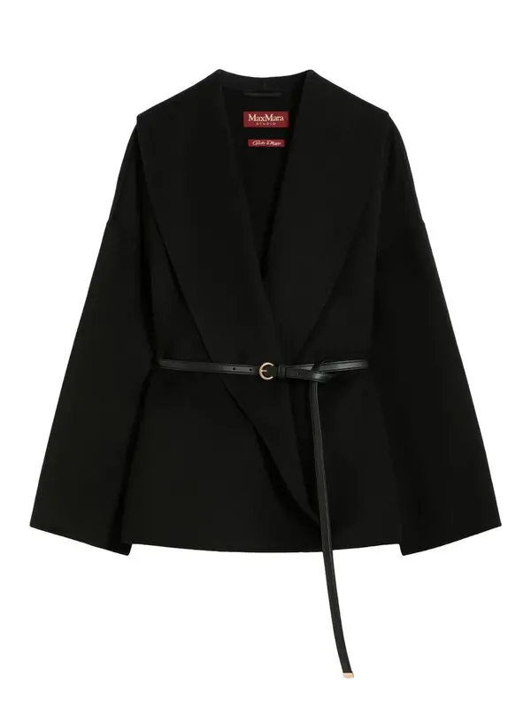Max Mara Wool, Cashmere And Silk Robe Coat - Black