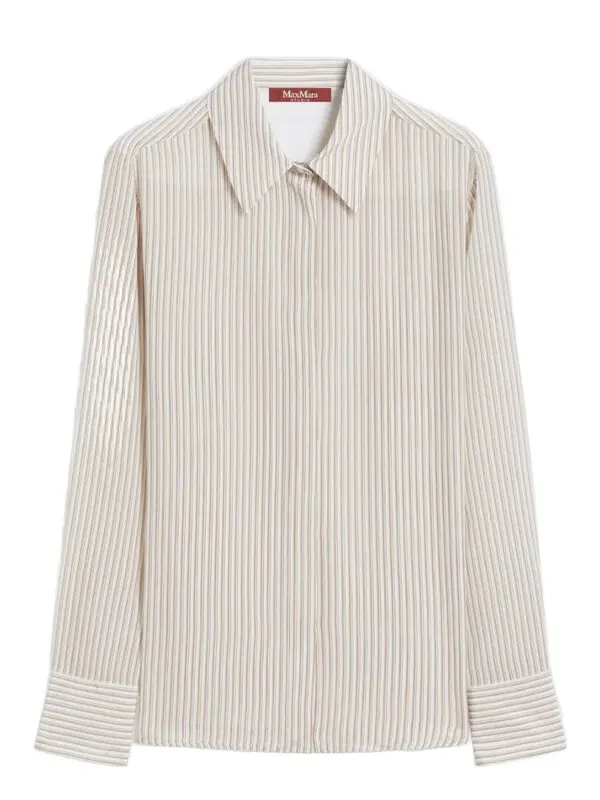 Max Mara Printed Crepe De Chine Shirt - Camel