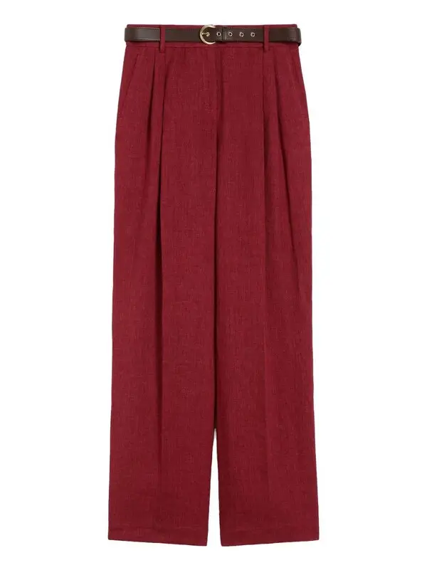 Max Mara Wide-fit Linen Twill Trousers - Brick Red