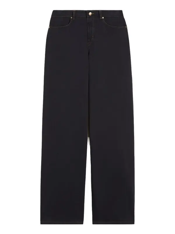 Max Mara Cotton Satin Baggy Trousers - Navy