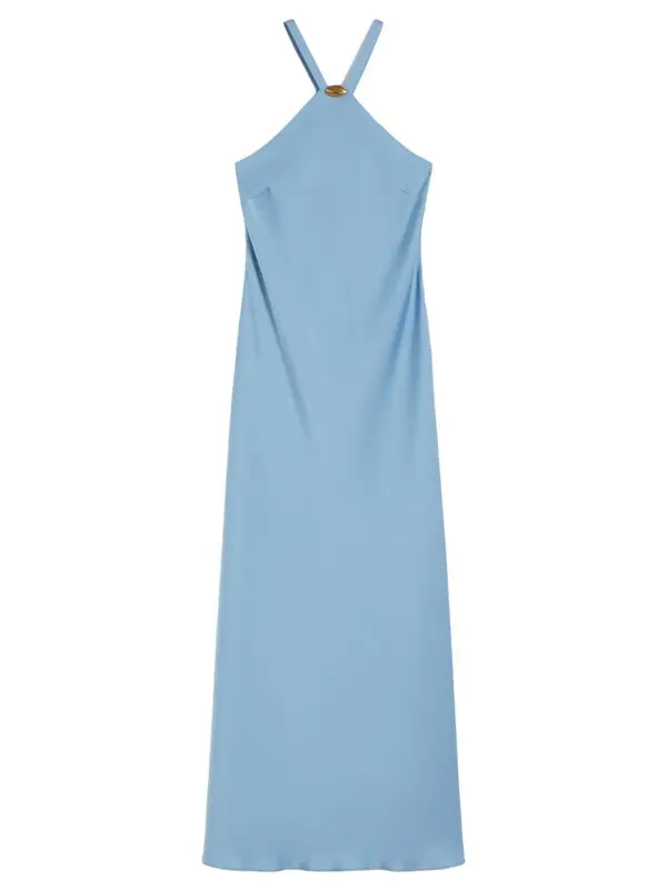 Max Mara Lightweight Satin Maxi Dress - Light Blue