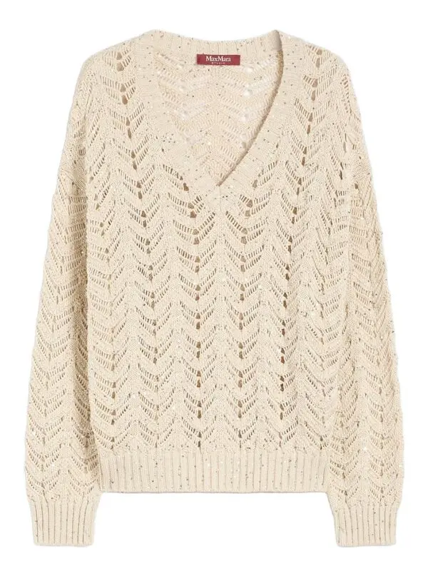 Max Mara Cotton Yarn And Sequin Sweater - Beige