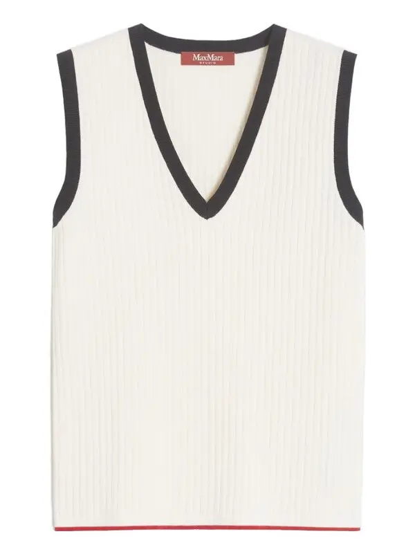 Max Mara Viscose-blend Yarn Tank Top - White Blue