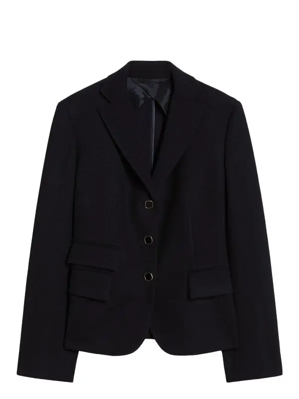 Max Mara Single-breasted Piqué Jersey Jacket - Navy
