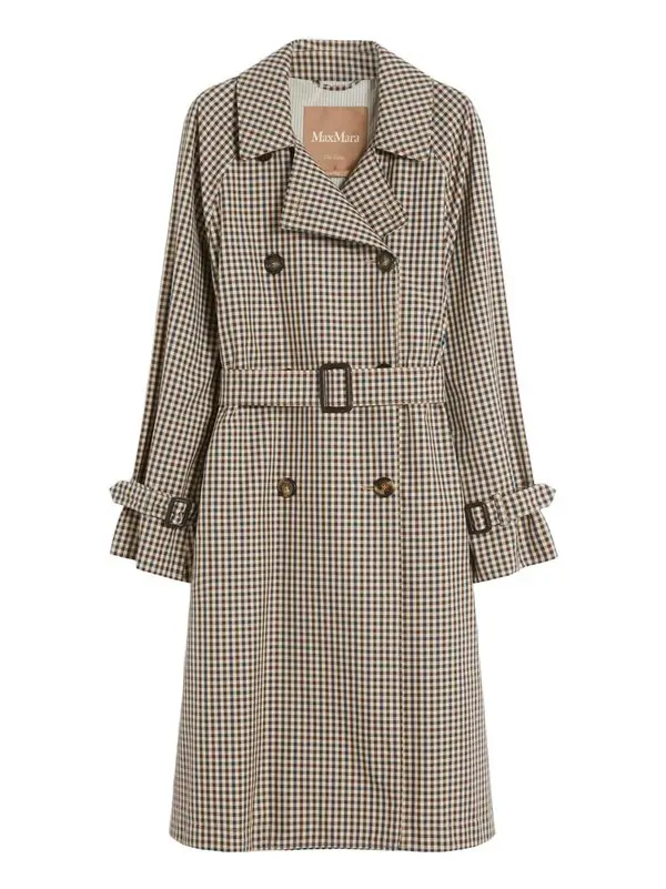 Max Mara Patterned Twill Trench Coat - Coffee