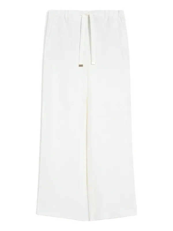 Max Mara Linen Basketweave Trousers - White