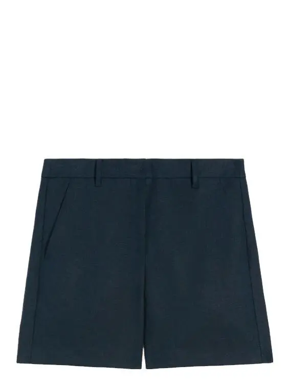 Max Mara Linen Basketweave Shorts - Midnightblue