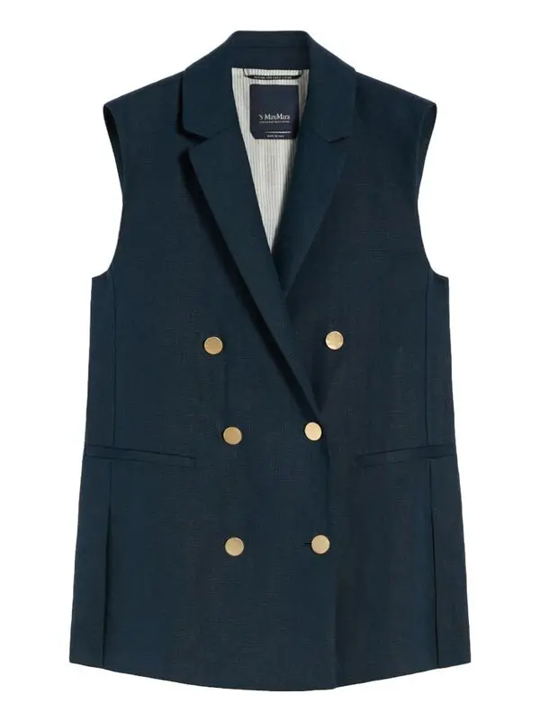 Max Mara Linen Basketweave Gilet - Midnightblue