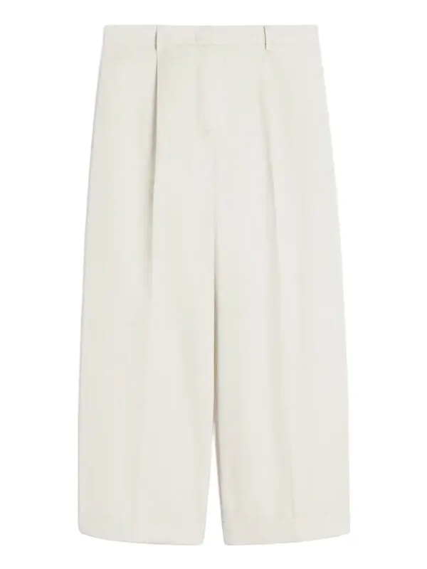 Max Mara Cotton Poplin Wide Leg Trousers - Ice