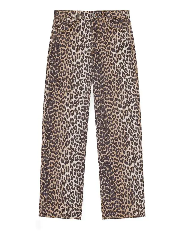 GANNI Print Denim Izey Jeans - Leopard