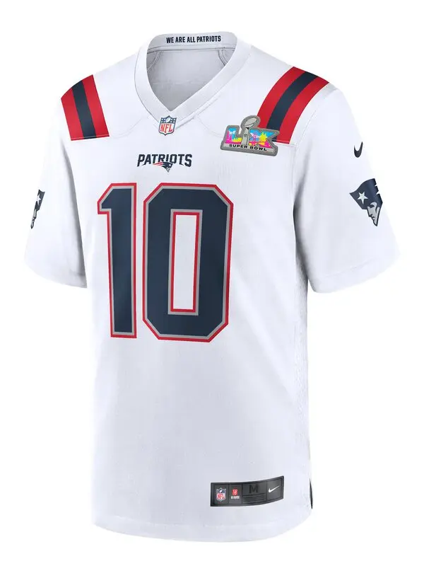 Nike Drake Maye New England Patriots Super Bowl Lx Nfl Game Jersey - White