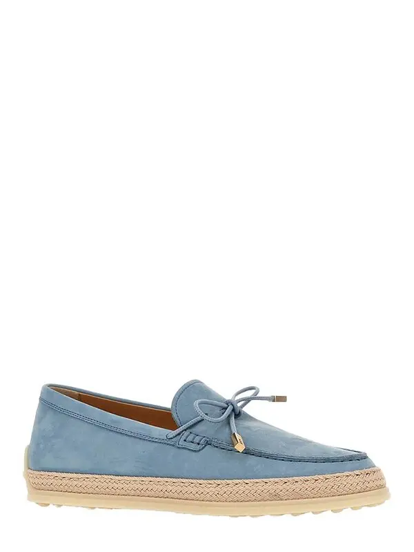 TOD'S Nubuck Leather Espadrille Loafers - Blue