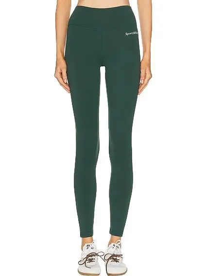 SPORTY & RICH Serif Logo Legging - Forest