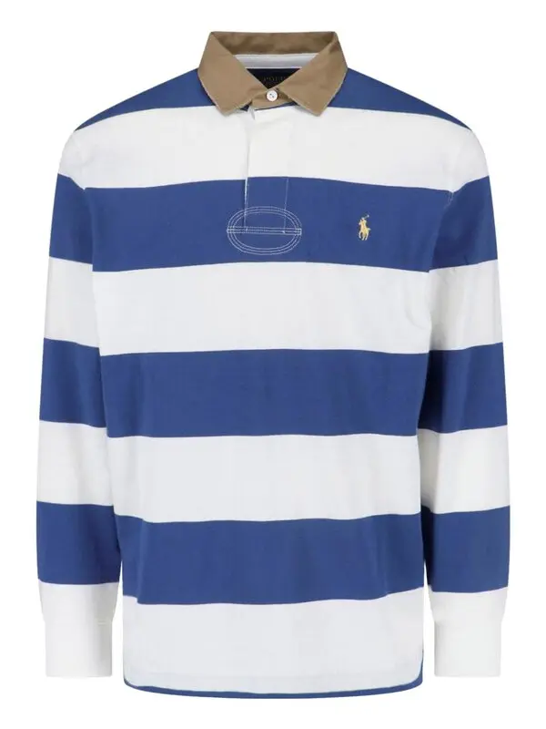 Polo Ralph Lauren Striped Rugby Polo Shirt - Blue