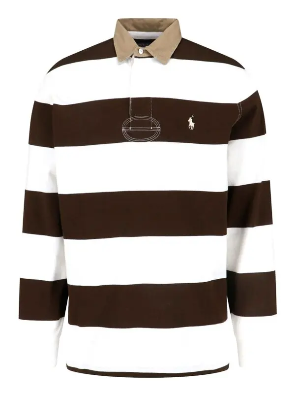 Polo Ralph Lauren Striped Rugby Polo Shirt - Brown