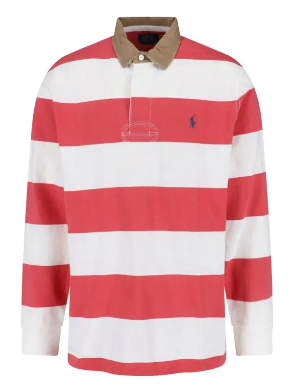 Polo Ralph Lauren Striped Rugby Polo Shirt - Red