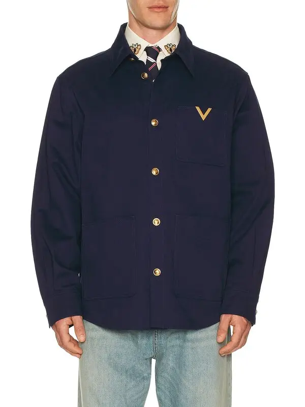 Valentino Garavani Classic Cotton Gabardine Jacket - Blue