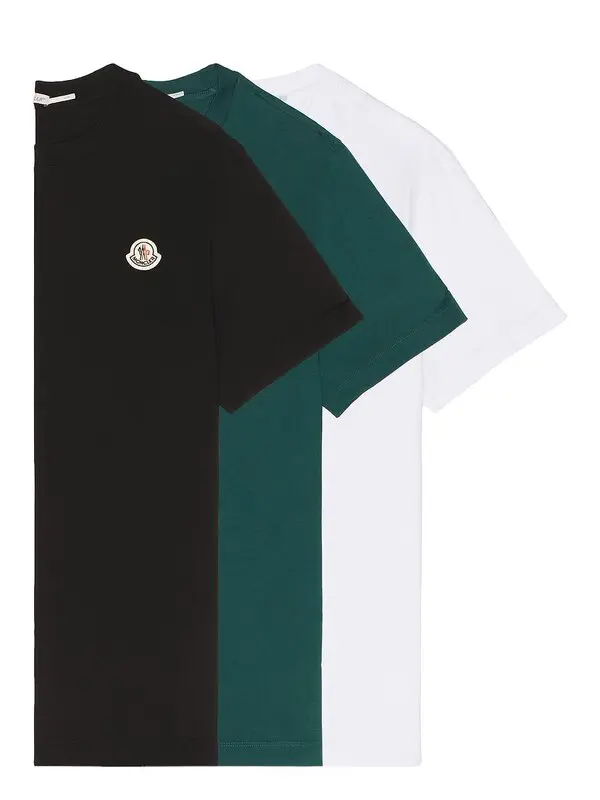 Moncler T-shirt In Black,white - White, Black, & Green