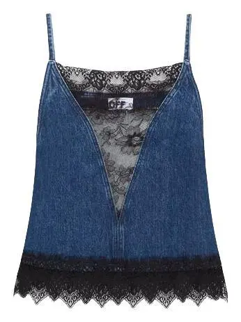OFF-WHITE™ Denim And Lace Top - Blue