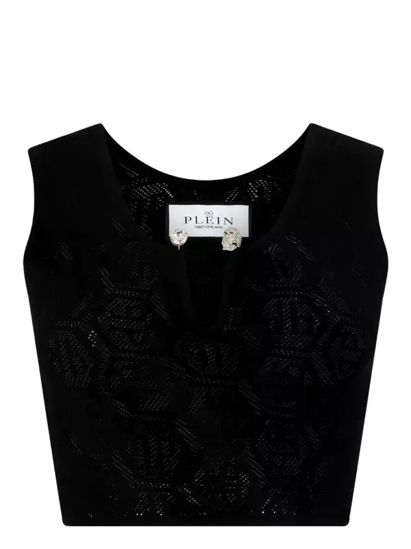 Philipp Plein Jewel-detail Monogram Tank Top - Black