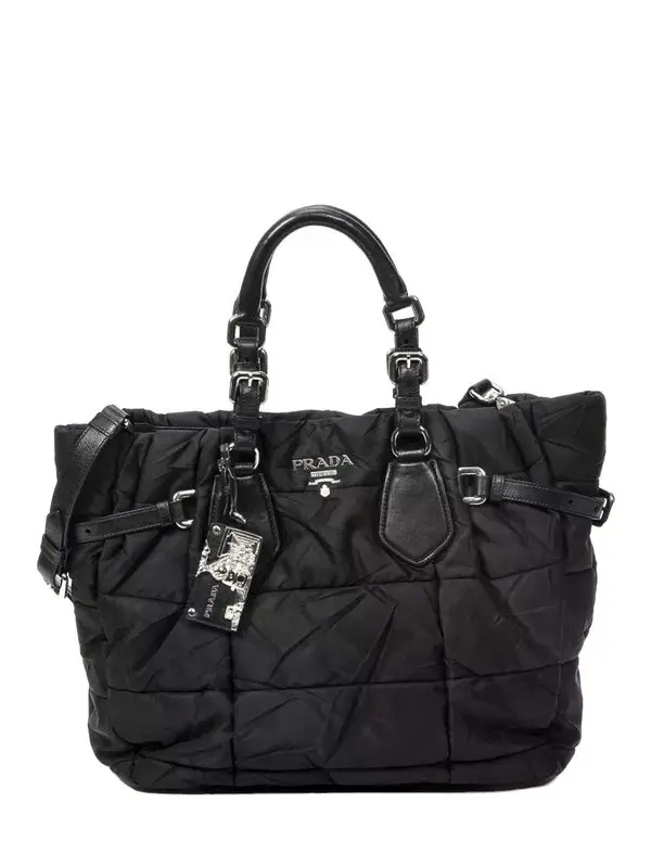 Prada Quilted Buckle Tote - Black