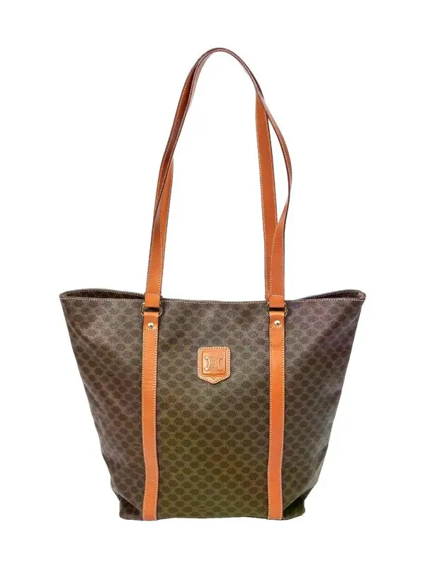 Celine Monogram Logo-patch Tote - Brown