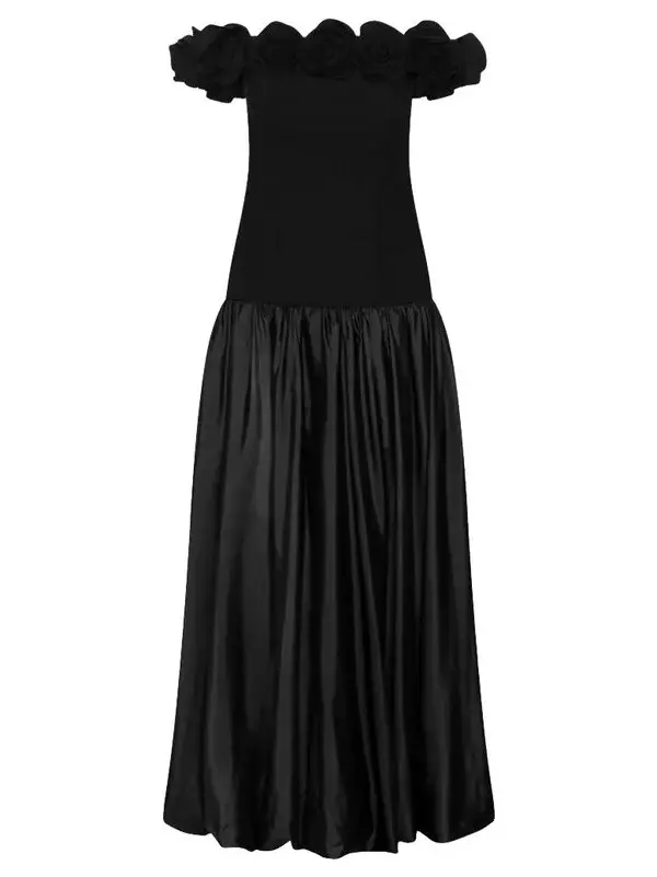 Remain Birger Christensen Flower Crepe Maxi Dress - Black
