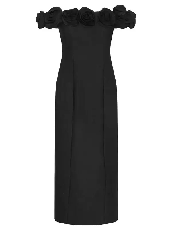 ROTATE BY BIRGER CHRISTENSEN Flower Crepe Maxi Dress - Black