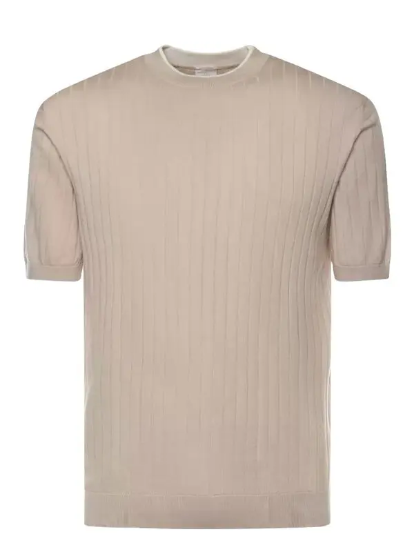 Eleventy Cotton Ribbed T-shirt - Neutrals