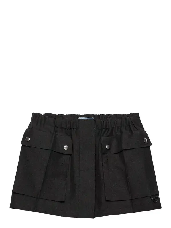 Prada Flap-pocket Drawstring Mini Skirt - Black