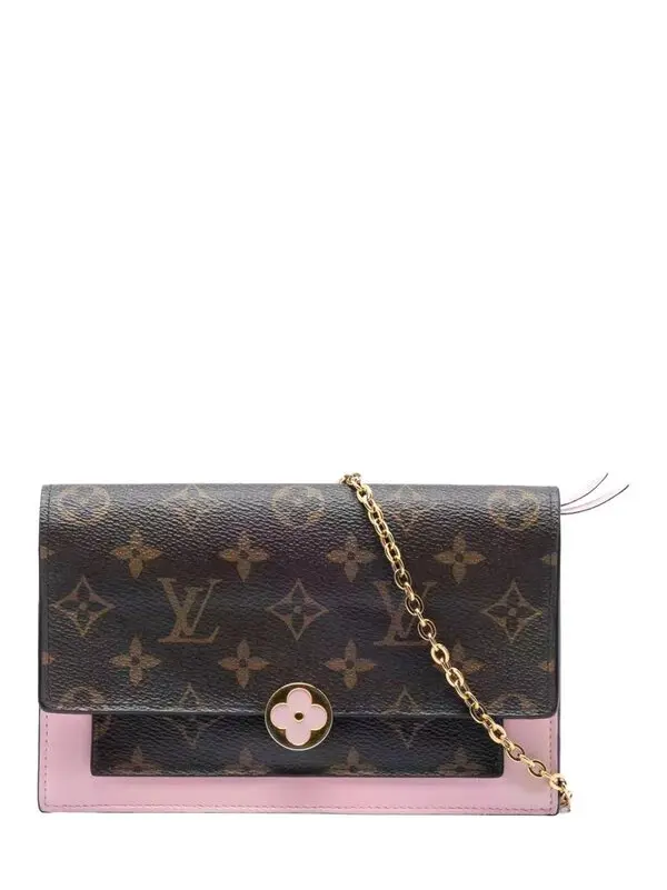 LOUIS VUITTON Monogram Flore Wallet On Chain - Brown