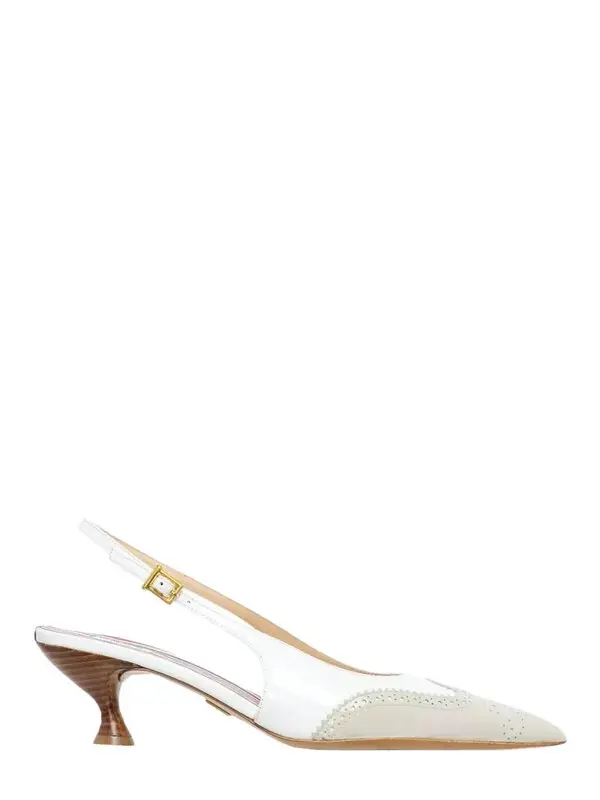 Thom Browne Brogue-detailed Slingback Pumps - White