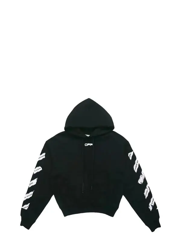 Off-White Loose Hoodie With Arrow Print - Black
