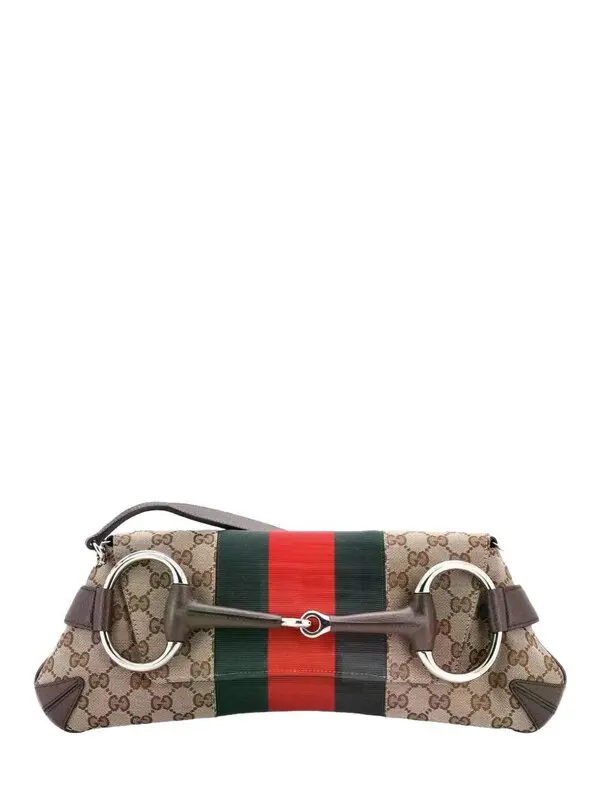 Gucci Horsebit Nm Web Chain Clutch - Brown