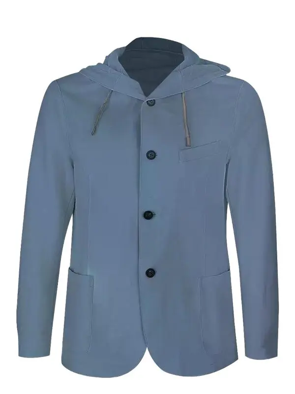 Eleventy Hooded Buttoned Blazer - Blue