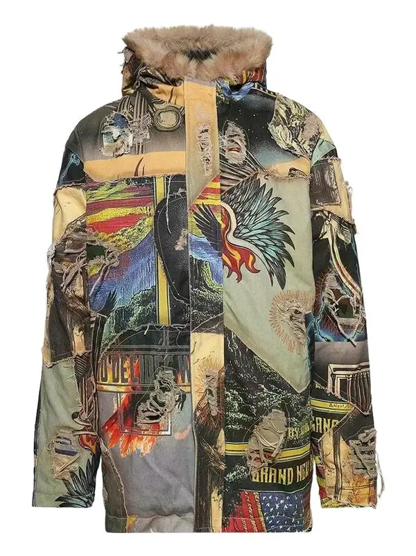 WHO DECIDES WAR BY EV BRAVADO Printed Parka - Black