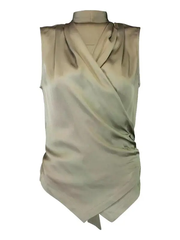 Brunello Cucinelli Sleeveless Wrap Blouse - Green