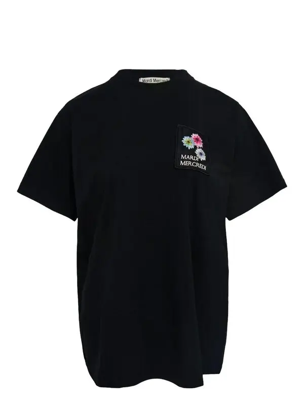 MARDI MERCREDI LES PETITES Flower-patch T-shirt - Black
