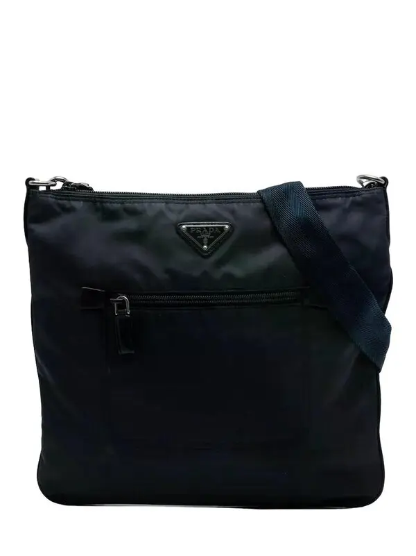 Prada Tessuto Zip Top Crossbody Bag - Black