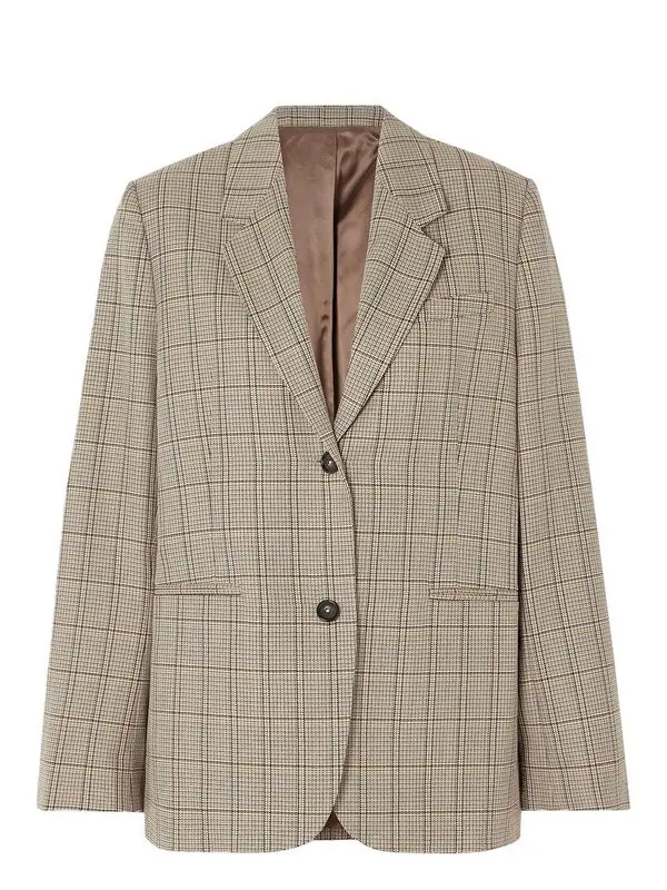 TOTEME Checked Wool Blazer - Mushroom