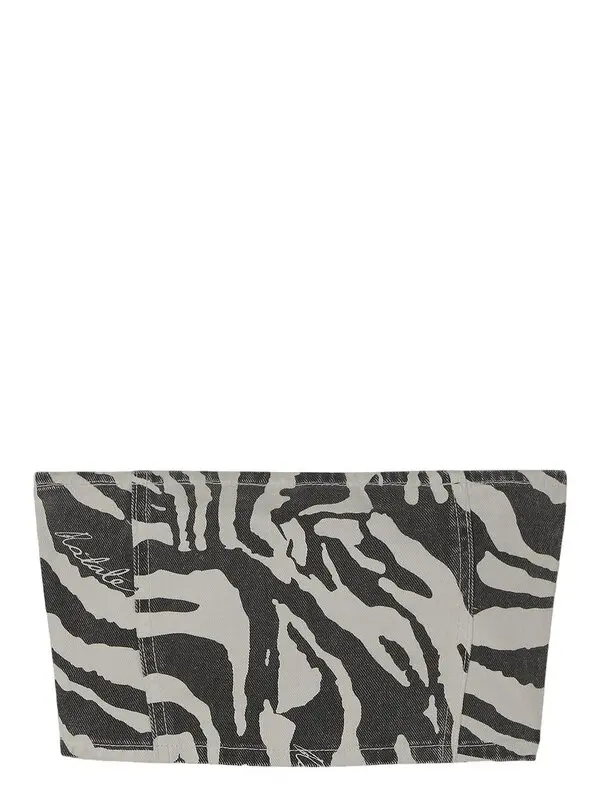 Remain Birger Christensen Zebra-print Cropped Denim Top - Off-white