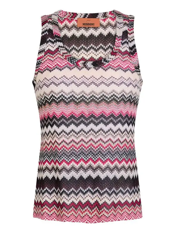 Missoni Metallic Crochet-knit Tank - Magenta