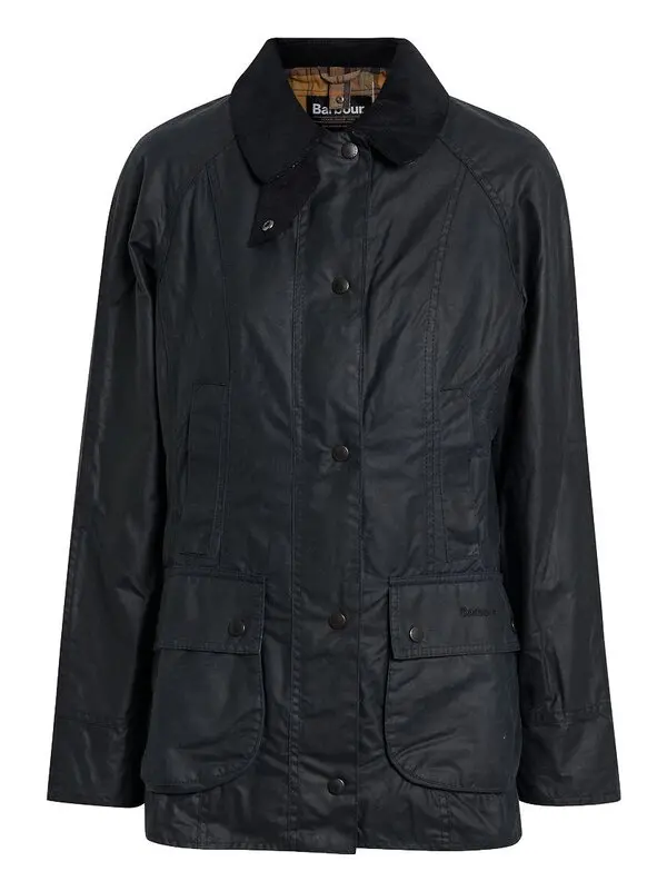 Barbour Corduroy-trimmed Waxed Cotton-canvas Jacket - Navy