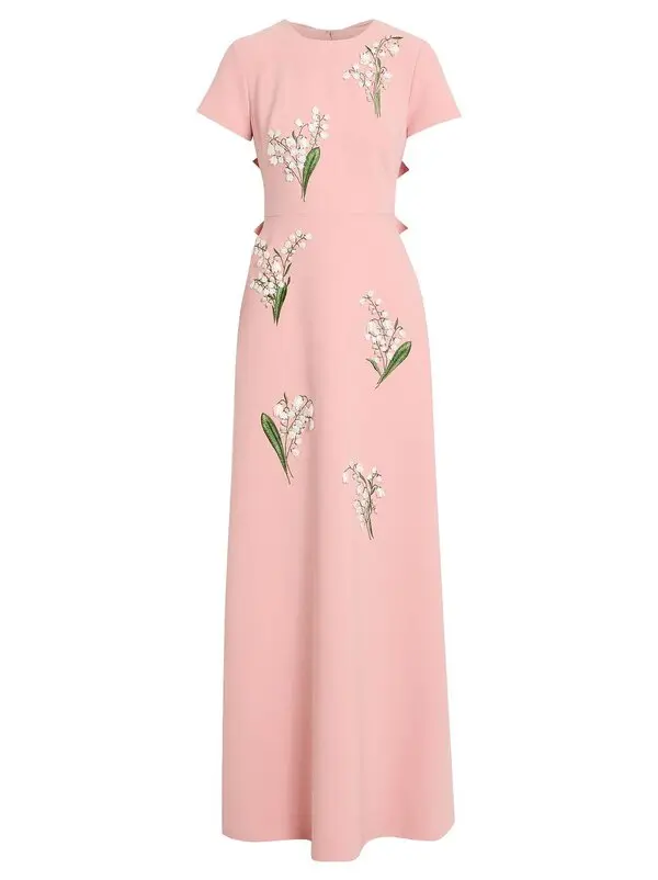 Carolina Herrera Embellished Cutout Crepe Gown - Coral