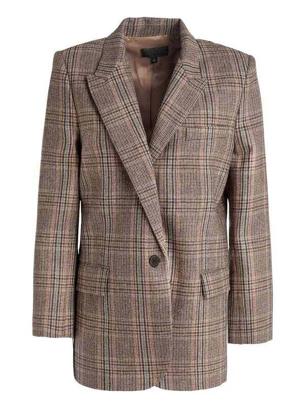 NILI LOTAN Diane Prince Of Wales Checked Wool-blend Tweed Blazer - Taupe