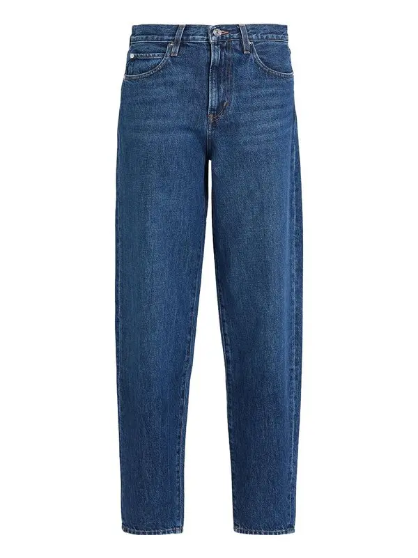 FRAME The Narrow High-rise Tapered Jeans - Dark Denim