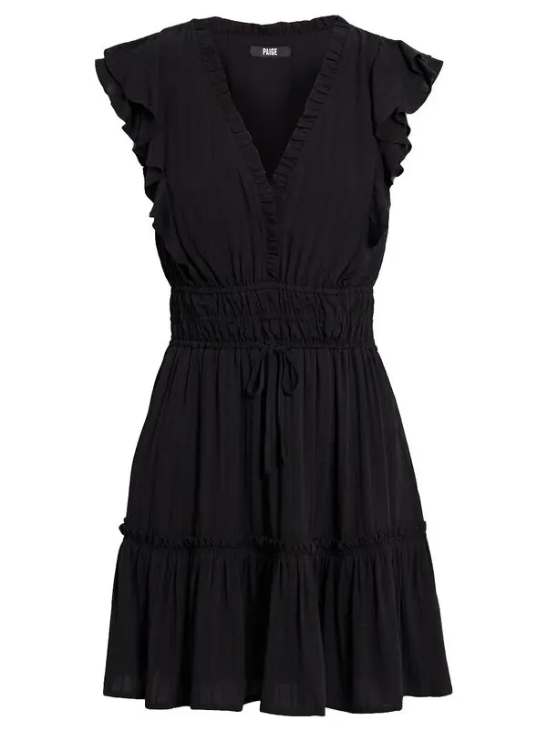 Paige Jacquard Mini Dress With Ruffled Details - Black
