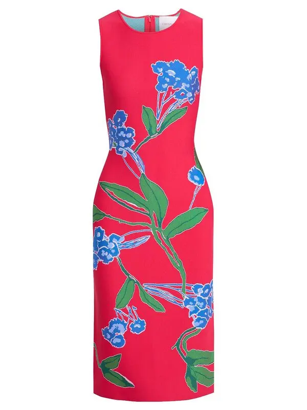 Carolina Herrera Floral-jacquard Knit Dress - Fuchsia