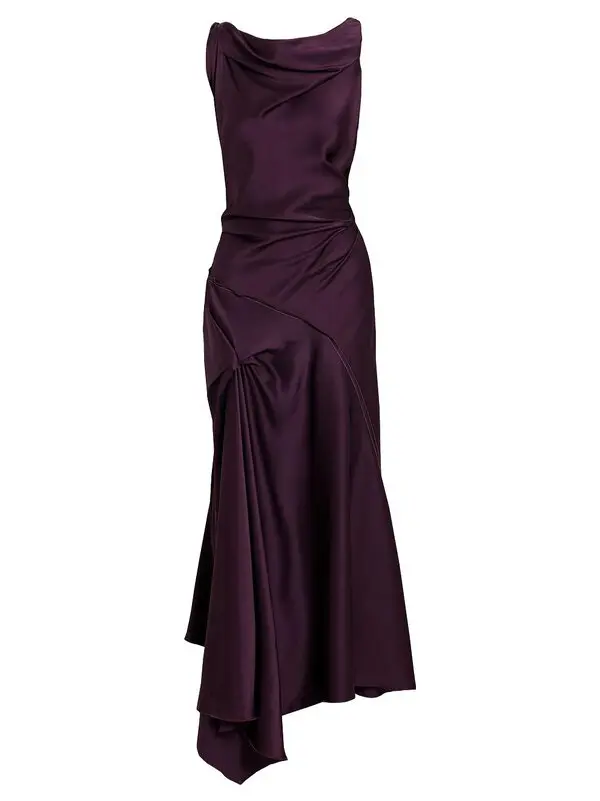 Victoria Beckham Draped Satin-crepe Maxi Dress - Burgundy